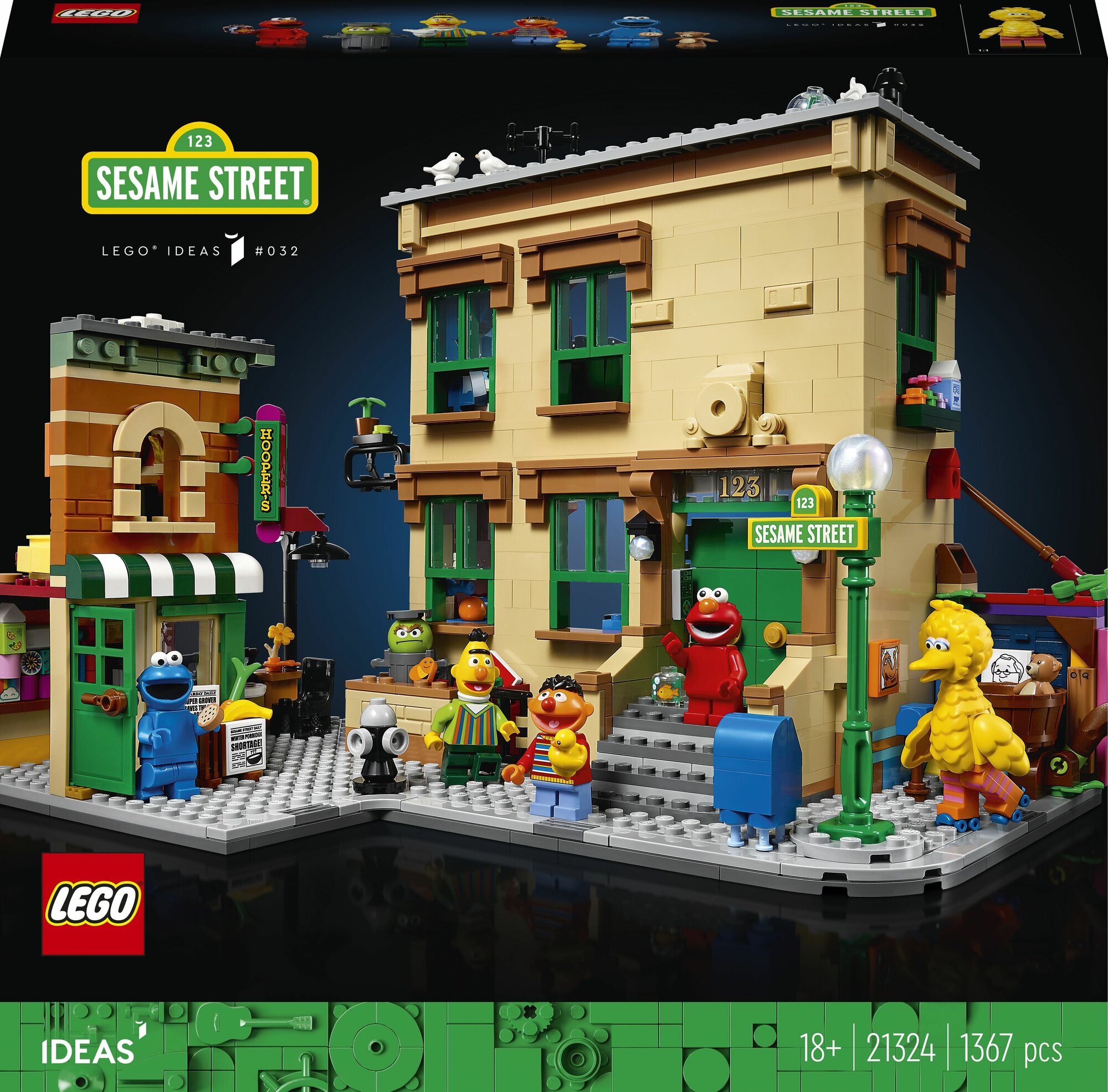 Конструктор LEGO Ideas Улица Сезам, 123, 1367 деталей, 18+, 21324