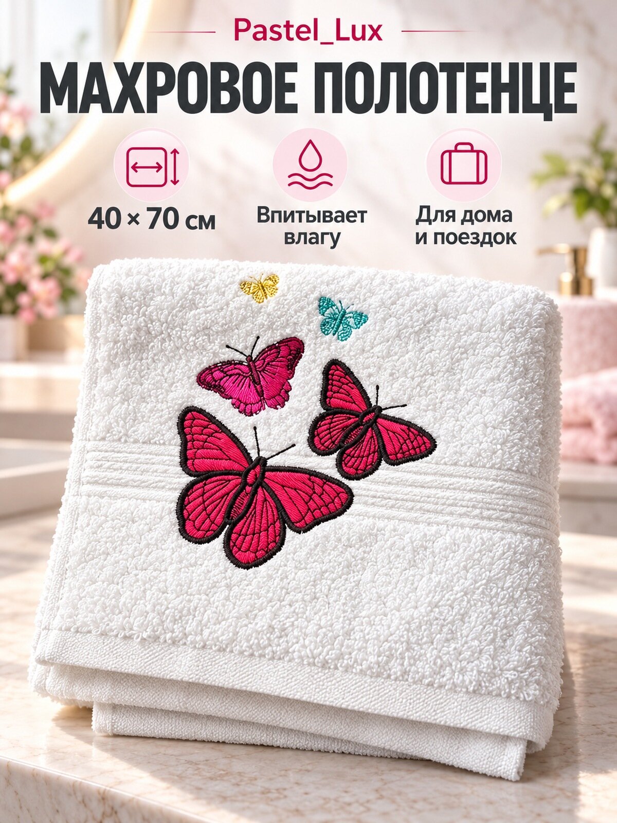 Pastel_Lux. Полотенце махровое 40х70 см