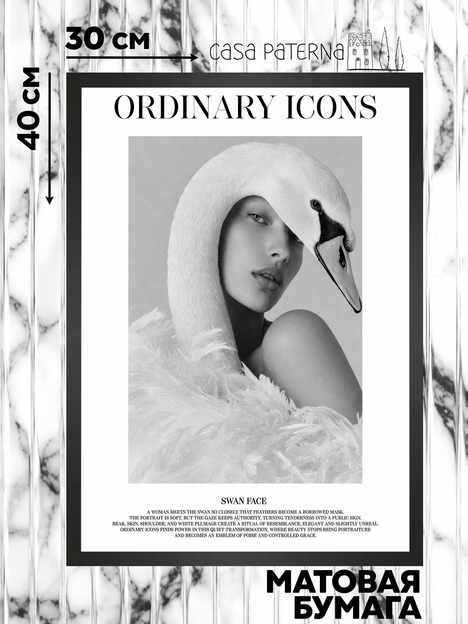 Постер на стену 30 40 Ordinary Icons #16, черно-белая фотография для интерьера, без рамки Casa Paterna