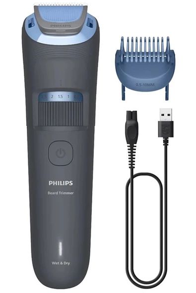 Philips Электробритва Машинка для стрижки бороды и волос BT3617/15, серый, голубой