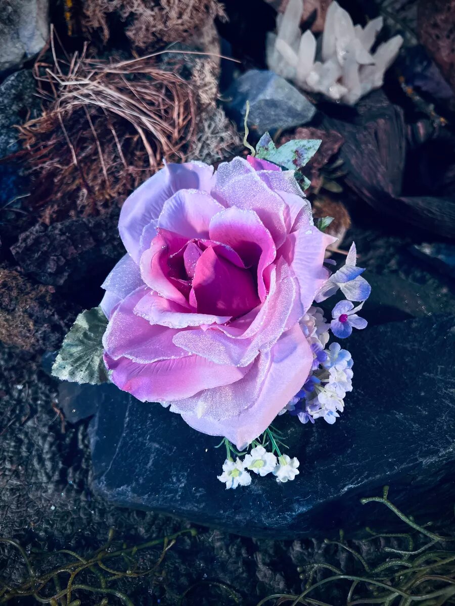 Подхват-заколка для штор с розами и кружевом Ajourele Z-2014-PINK-BROOCH-1PS, розовый лимонад, ткань