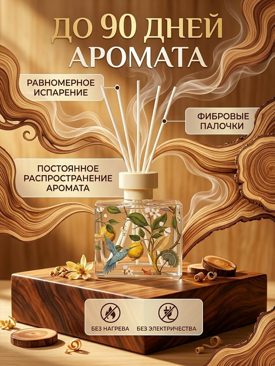 Ароматический диффузор для дома с палочками SANDALWOOD, ароматизатор воздуха для дома и офиса — фото 1