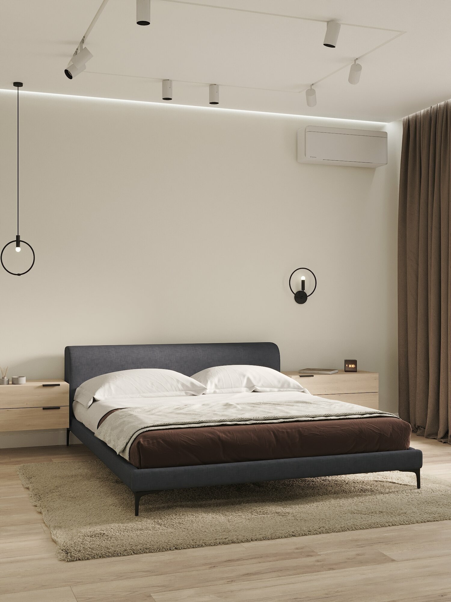 Кровать двуспальная Вильда Dark Blue 140*200, шенилл, на ножках