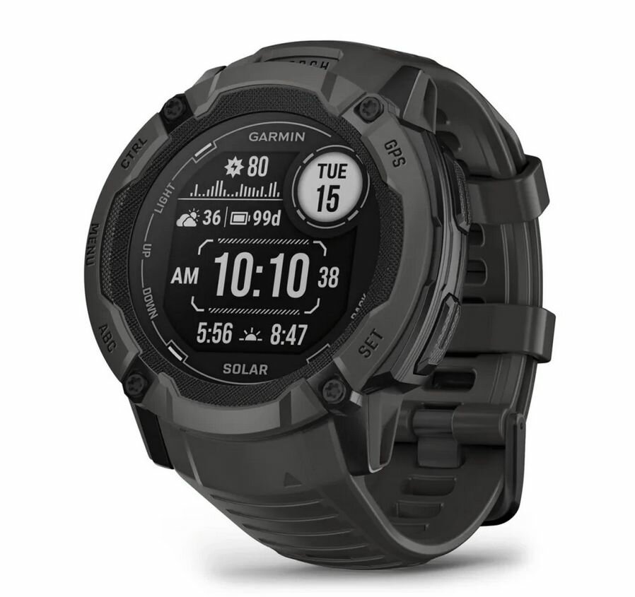 Смарт-часы Garmin INSTINCT 2X Solar. 50мм, MIP, Graphite угольно-черный, 010-02805-00, Европейская версия, Гарантия 1 Год