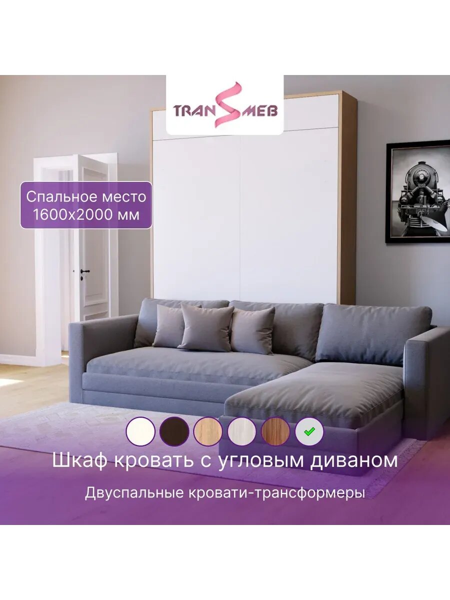 Шкаф-кровать с угловым диваном Фокстрот Угловой трансформер для гостиной цвет U9201