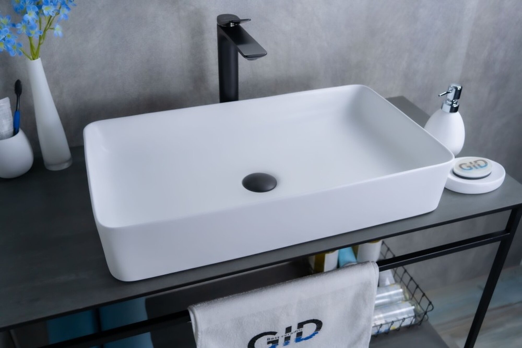 Раковина Gid Wm9396 51189, для ванной, накладная, цвет белый матовый, 60x34x11
