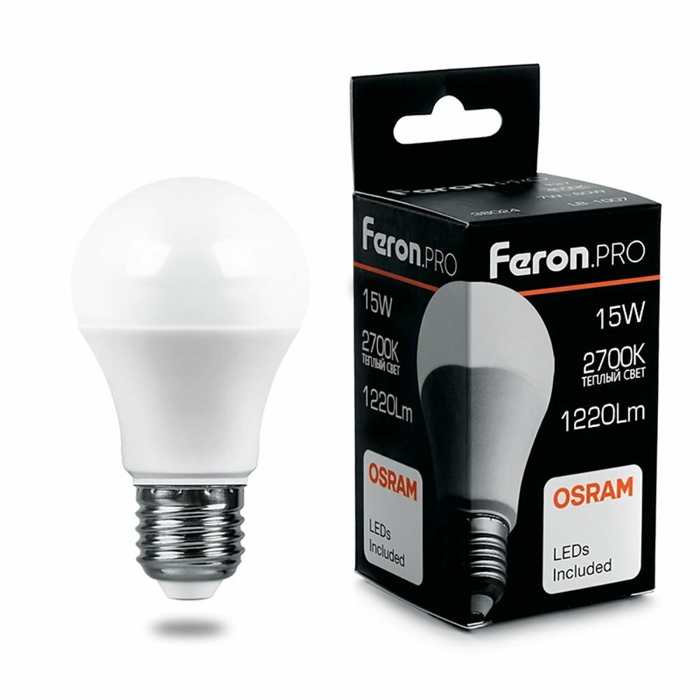 Лампа светодиодная LB-1015 Шар E27 15W 175-265V 2700K Feron.PRO 38035