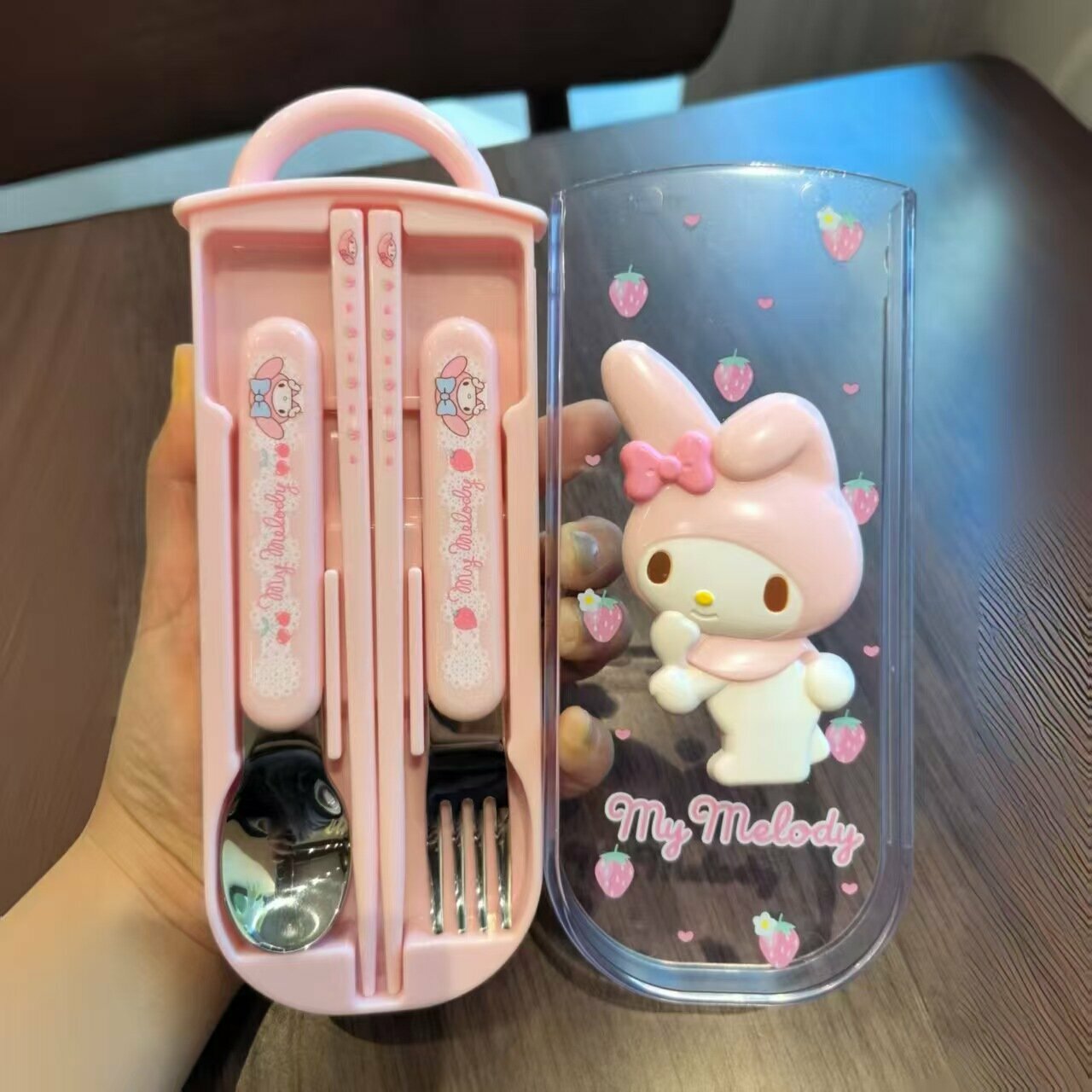 Высококачественный набор столовых приборов My Melody KT, удобный для переноски, подходит для детей и студентов.