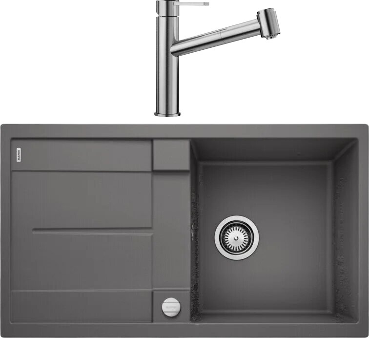 Комплект Мойка Blanco Metra 5S 518871, темная скала / Смеситель Ambis-S 523119