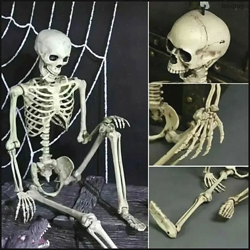 Полноценный человеческий висящий/сидящий скелет в натуральную величину, опора для Хэллоуина, украшение для вечеринки