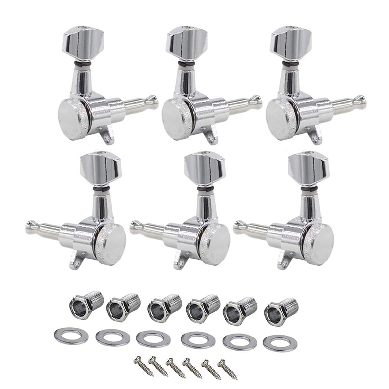 3 Left 3 Right Inline Зажимные Грифовые Звукосниматели для Электрогитары С запечатанными механизмами Chrome Plated 1:18 Совместимы с Электрогитарами ST