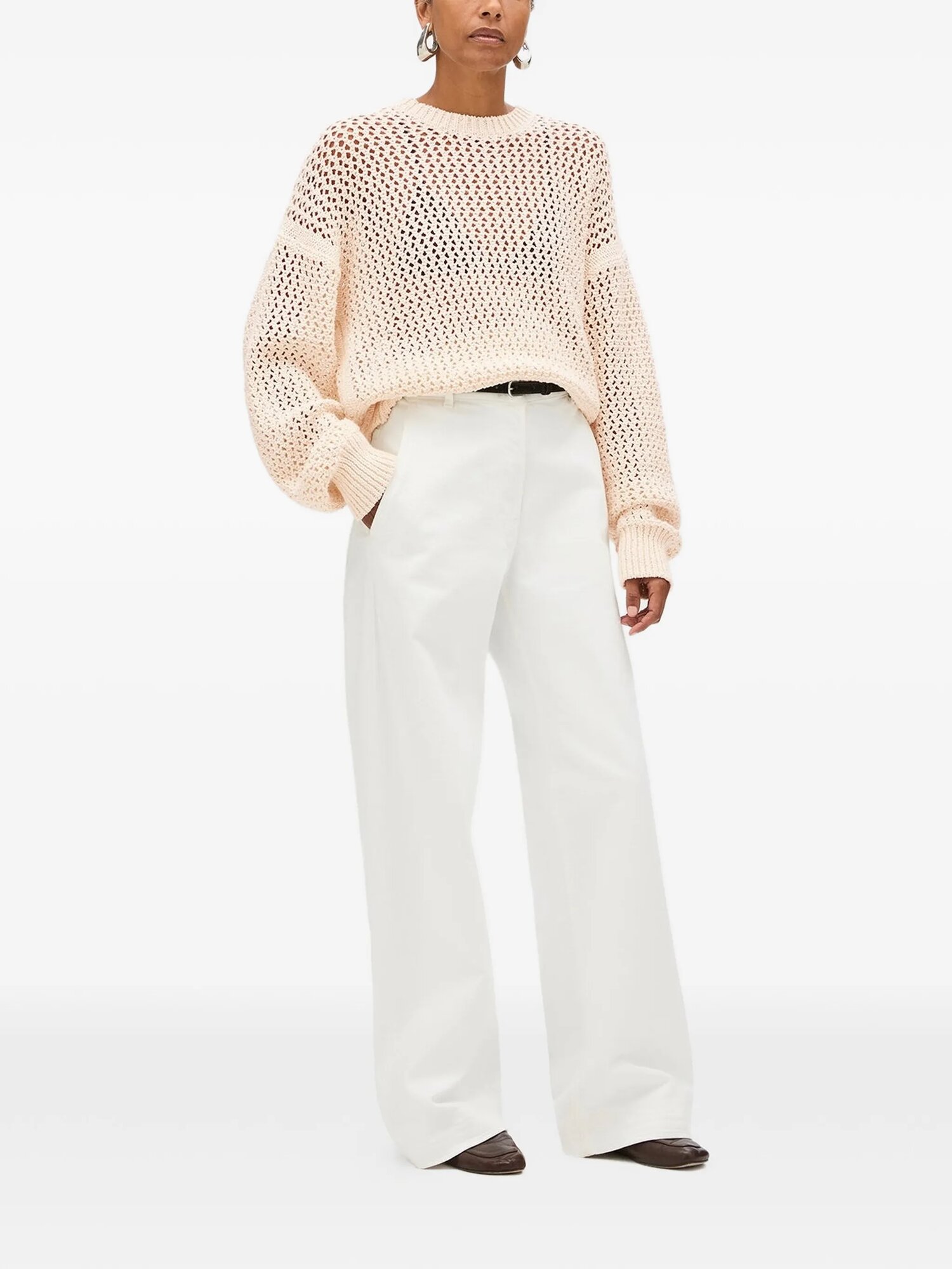 Свитер Another Tomorrow Open-knit crew-neck sweater, размер 44, , разноцветный — фото 1