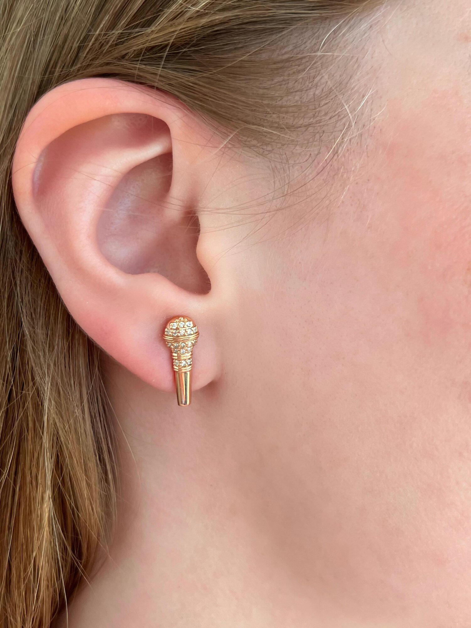Серьги пусеты MSJewellery, серебро, 925 проба, фианит, , золотистый — фото 1