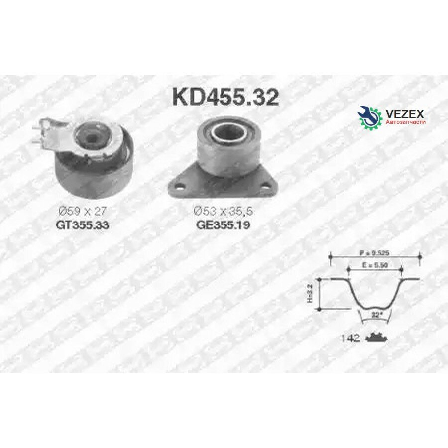 NTN-SNR KD455.32 Ремень ГРМ зубчатый с роликами, комплект
