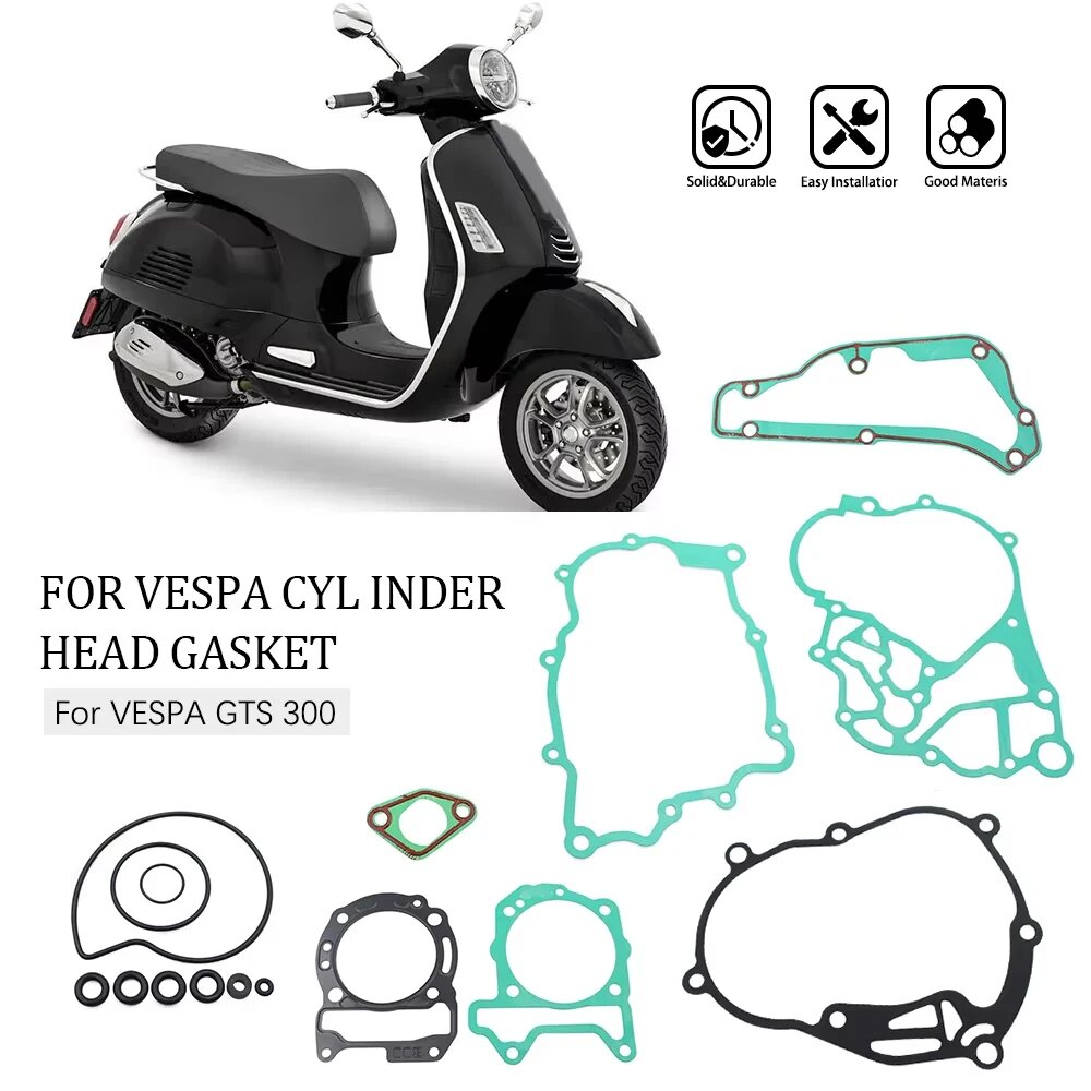 Полный комплект прокладок для Piaggio для VESPA GTS 300, цилиндр двигателя, коробка передач, прокладка крышки картера сцепления