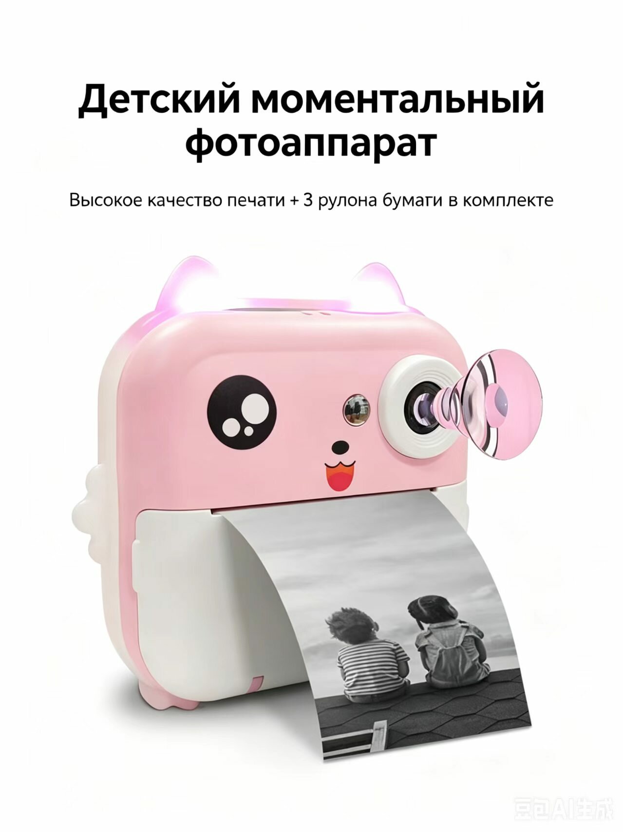 Фотокамера Polaroid для печати, цифровая, высокой четкости, для детей, с тремя рулонами бумаги для печати