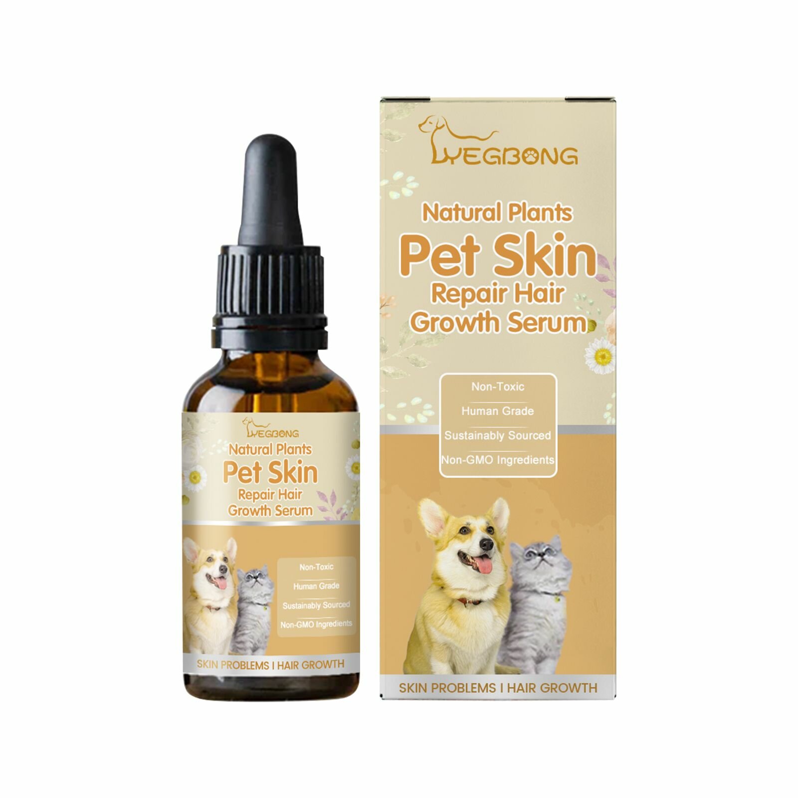 Эссенция для ухода за кожей домашних животных Yegbong Pet Skin Care Essence для кошек и собак: очищает кожу, шерсть, раны, увлажняет и ухаживает.