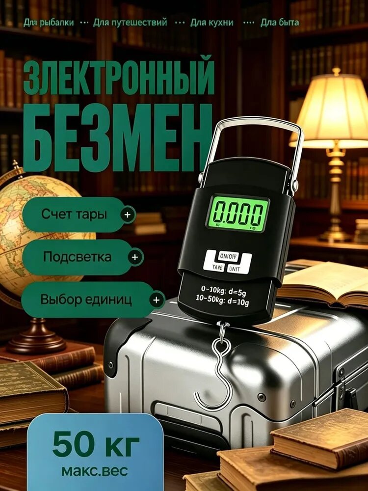 Электронные весы безмен, ручные карманные весы, для кухни, рыболовные, для багажа / дорожные, цифровые, портативные подвесные с крючком, кантер до 50 кг