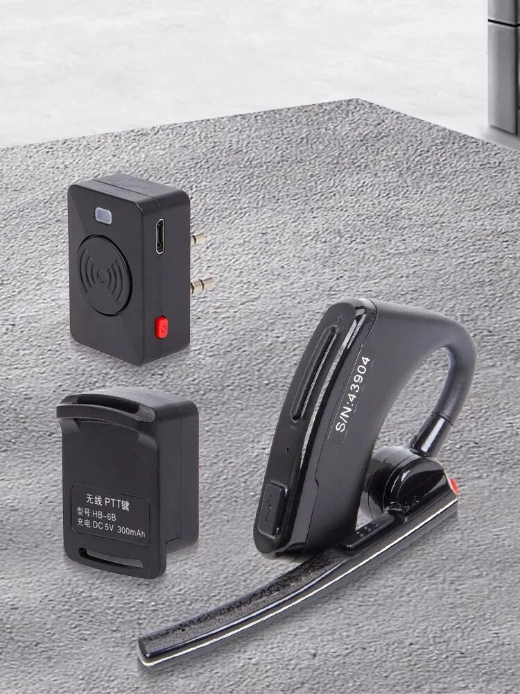Наушники беспроводные с микрофоном Bluetooth-гарнитура для рации, Bluetooth, 3.5 мм, черный