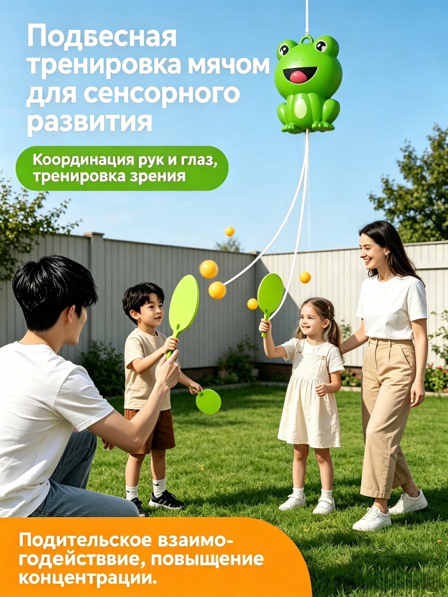 Подвесной настольный теннис/детский тренажер/взаимодействие родителей и ребенка/набор развивающих игрушек для ракеток в помещении/1 комплект