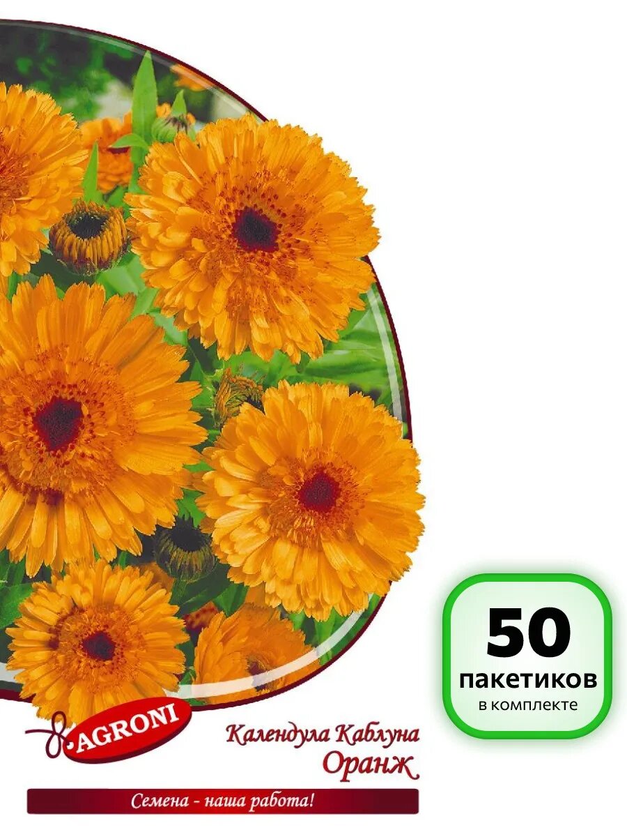 (50 шт.) - Семена Календула Каблуна Оранж (0,3г)