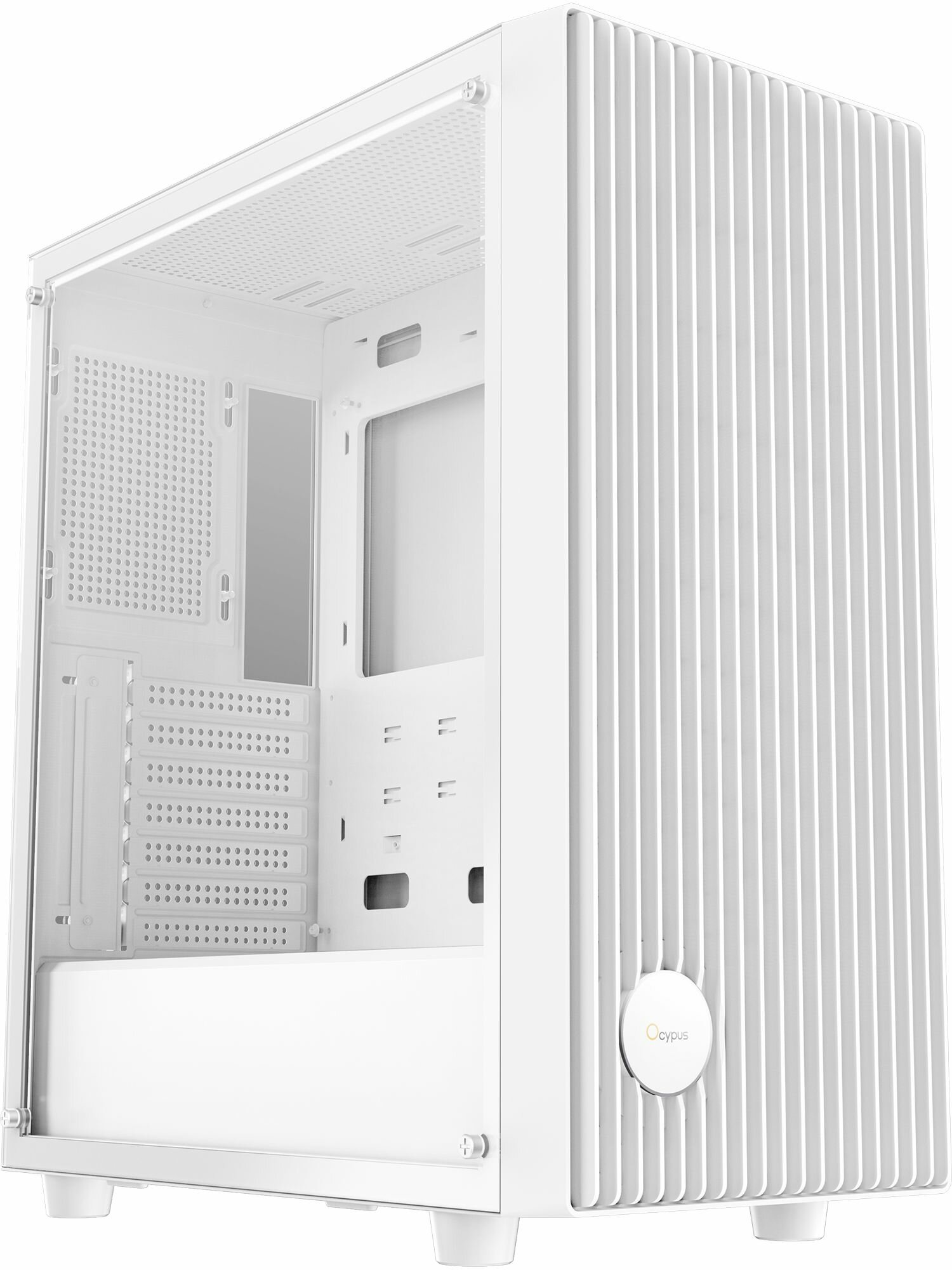 Корпус компьютерный Ocypus Gamma C70 WH (Gamma-C70-WHG000XX-GL), ATX, mATX, mITX, без блока питания, белый
