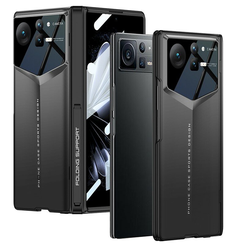 Ультратонкий чехол с магнитным шарниром и боковым держателем для Xiaomi Mix Fold 2, матовый черный с лезвиевым дизайном