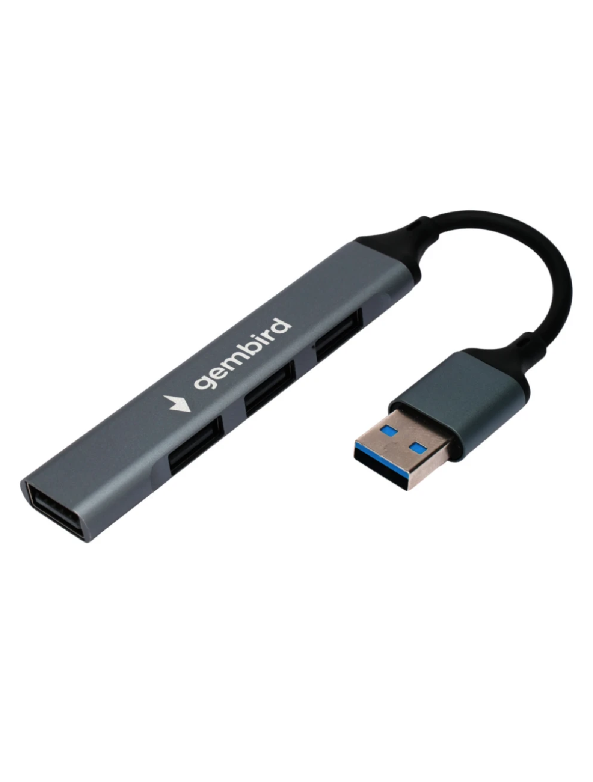 Разветвитель USB 2.0 Gembird UHB-C203 4xUSB2.0, кабель USB 10см, алюминий, пакет