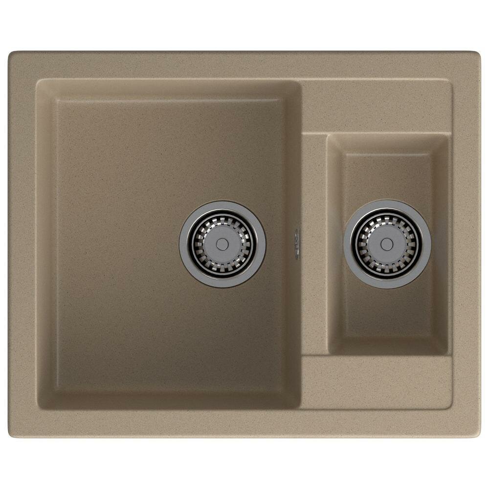 Мойка для кухни GranFest Quadro 61х50 Q-610K песочная, 2 чаши, искусственный мрамор