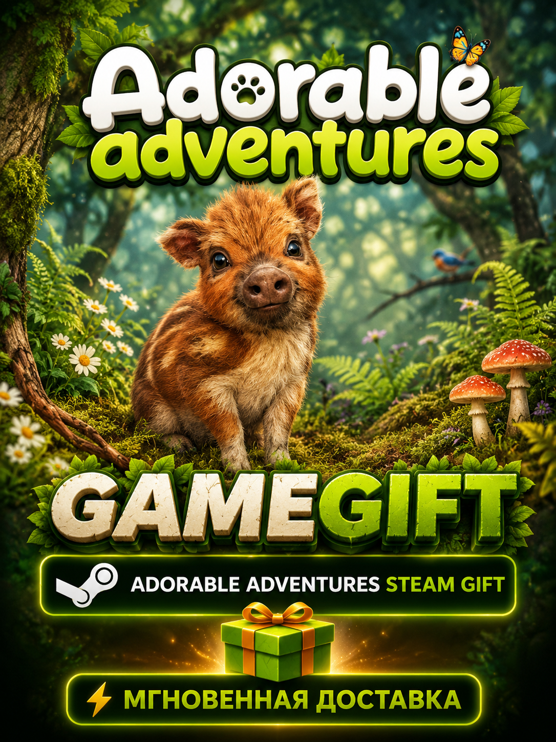 Игра Adorable Adventures для STEAM ПК (PC) | Страна активации - Индия | Подарком на Ваш аккаунт | Автовыдача