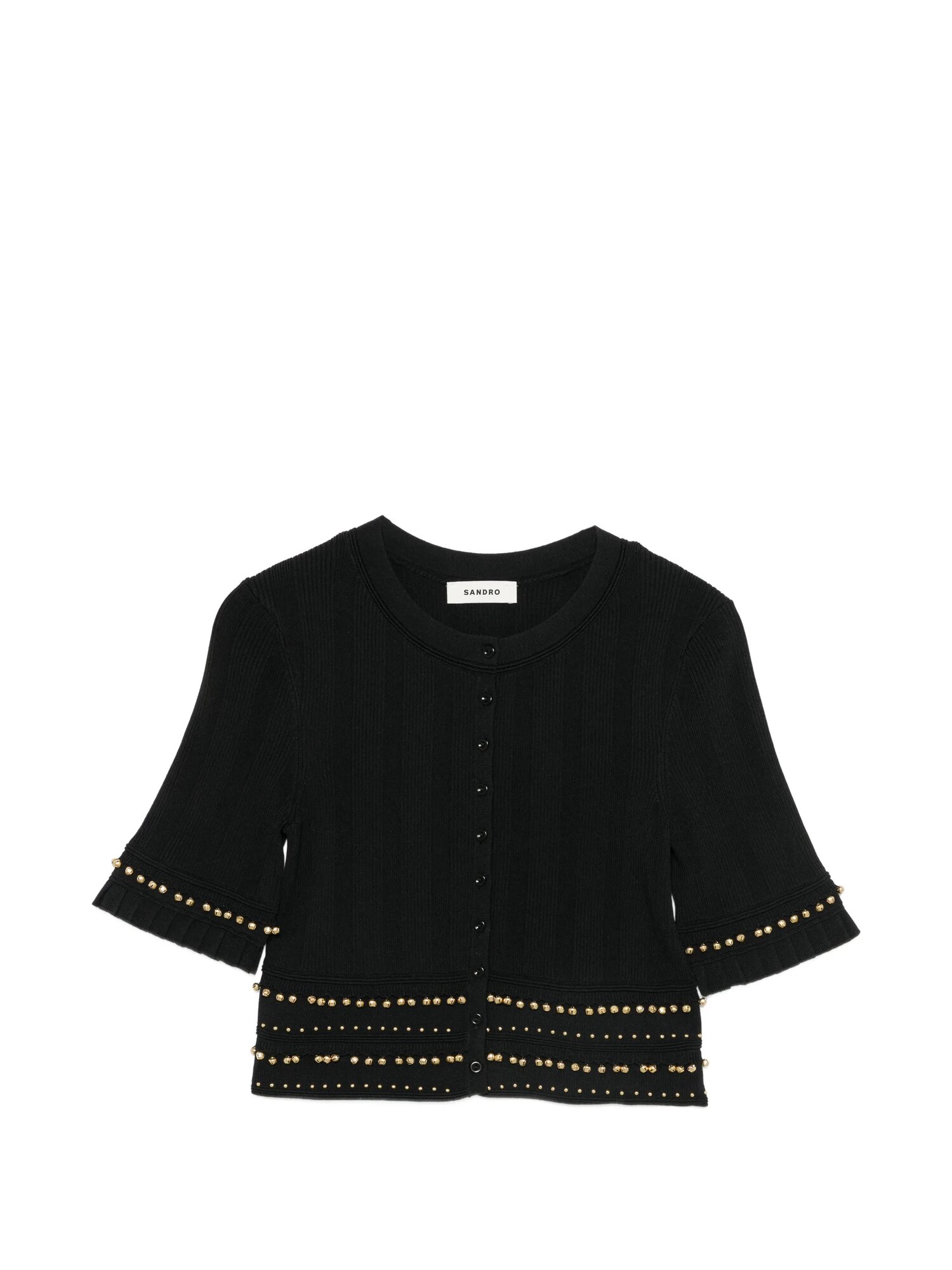 Кардиган Stud-embellished ruffled-cuff cropped cardigan