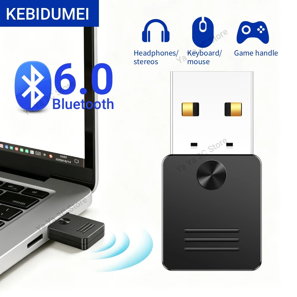 KEBIDUMEI Bluetooth 6.0 адаптер USB — фото 1