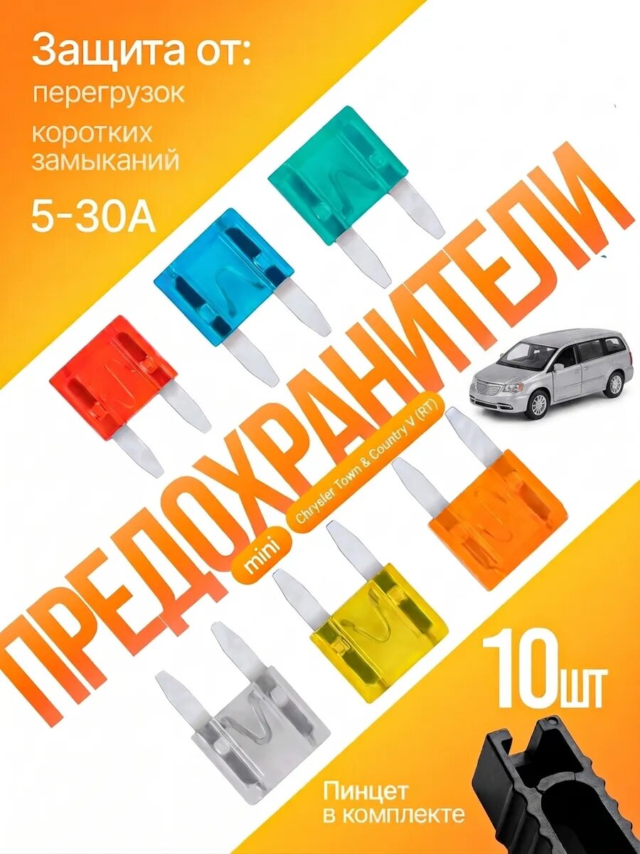 Предохр. Крайслер Таун & Кантри V (RT), Мини, 10шт, пинцет