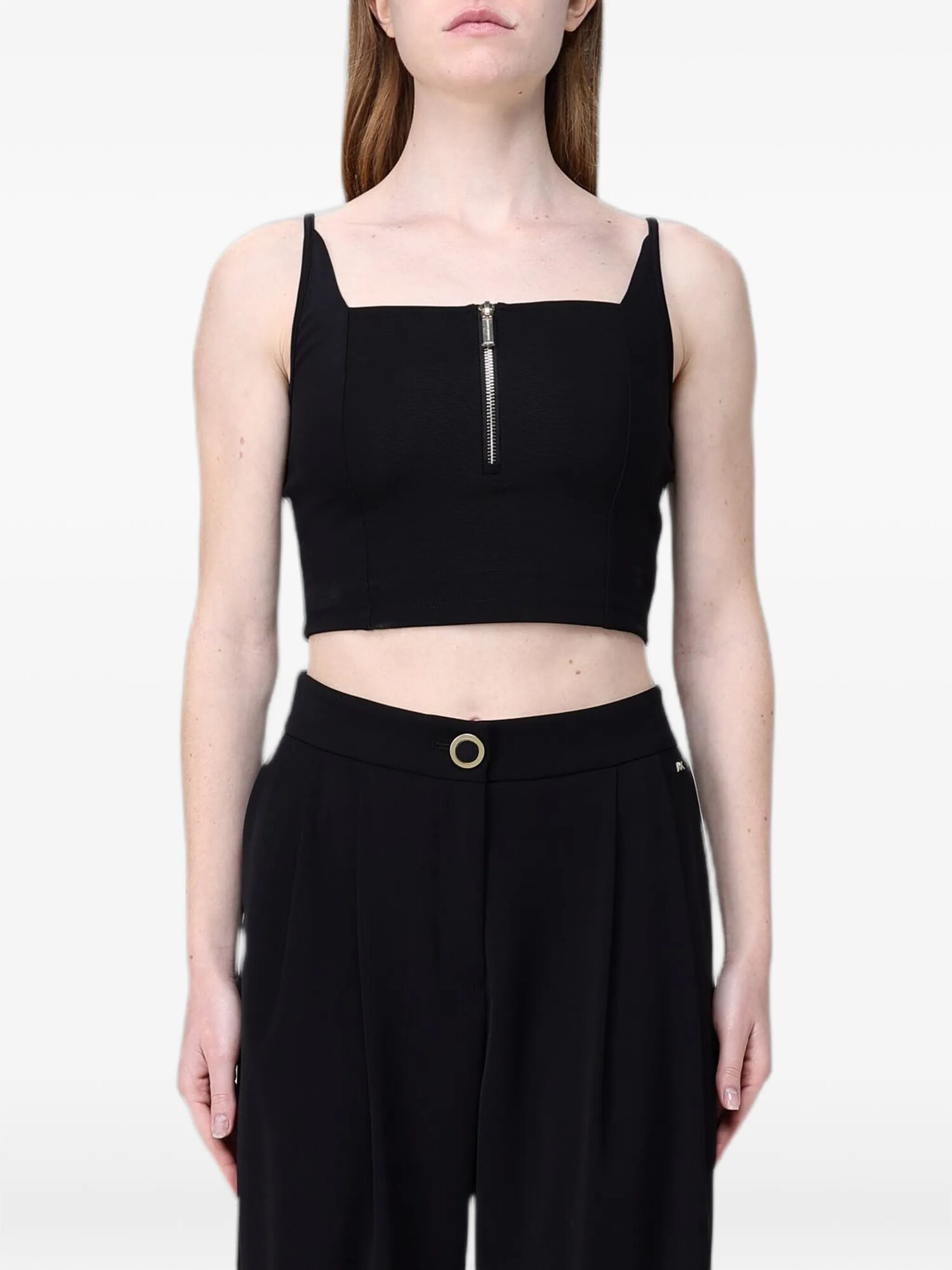 Топ EMPORIO ARMANI Ottoman zip-front cropped top
