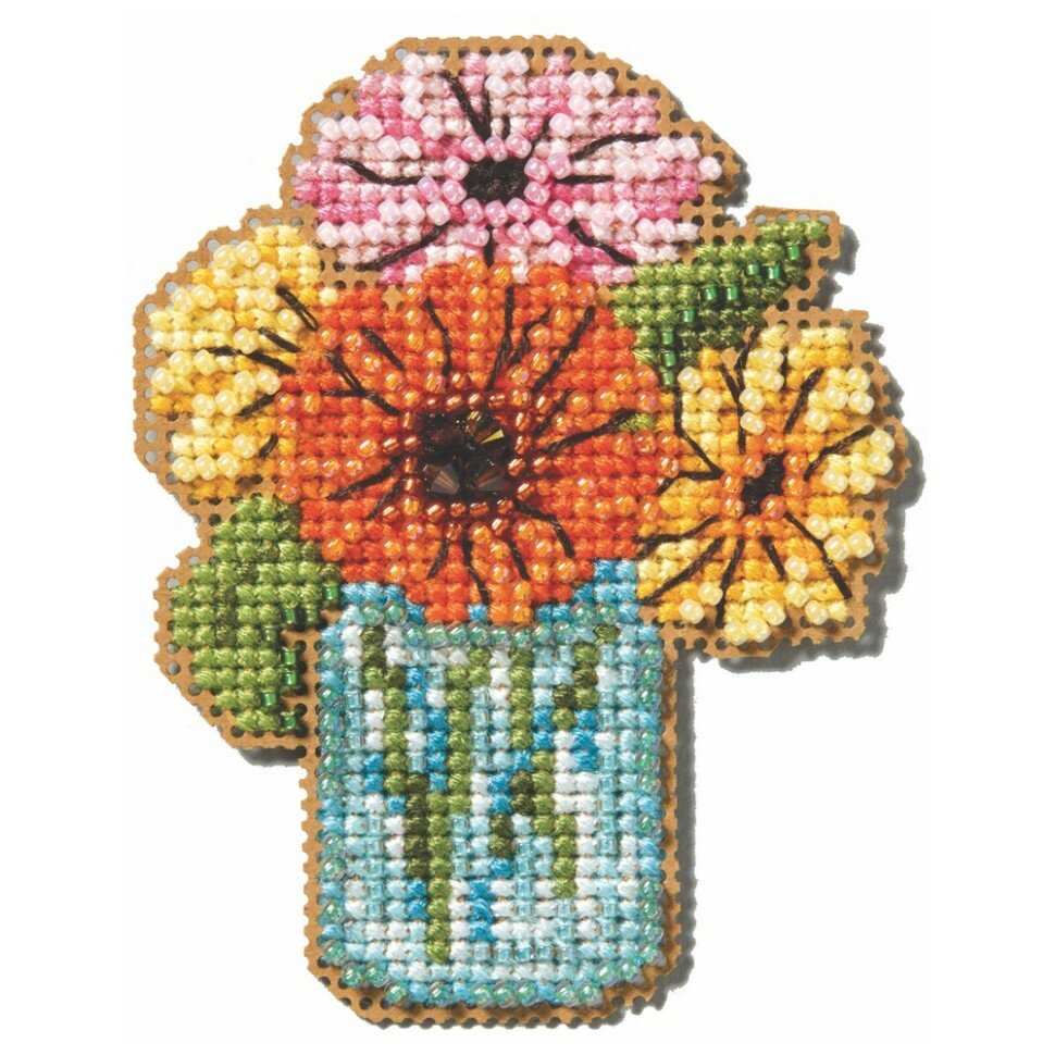 Набор для вышивания Mill Hill #MH182511 Mason Jar Bouquet (Букет в стеклянной банке), Счетный крест, 6.35 x 8 см