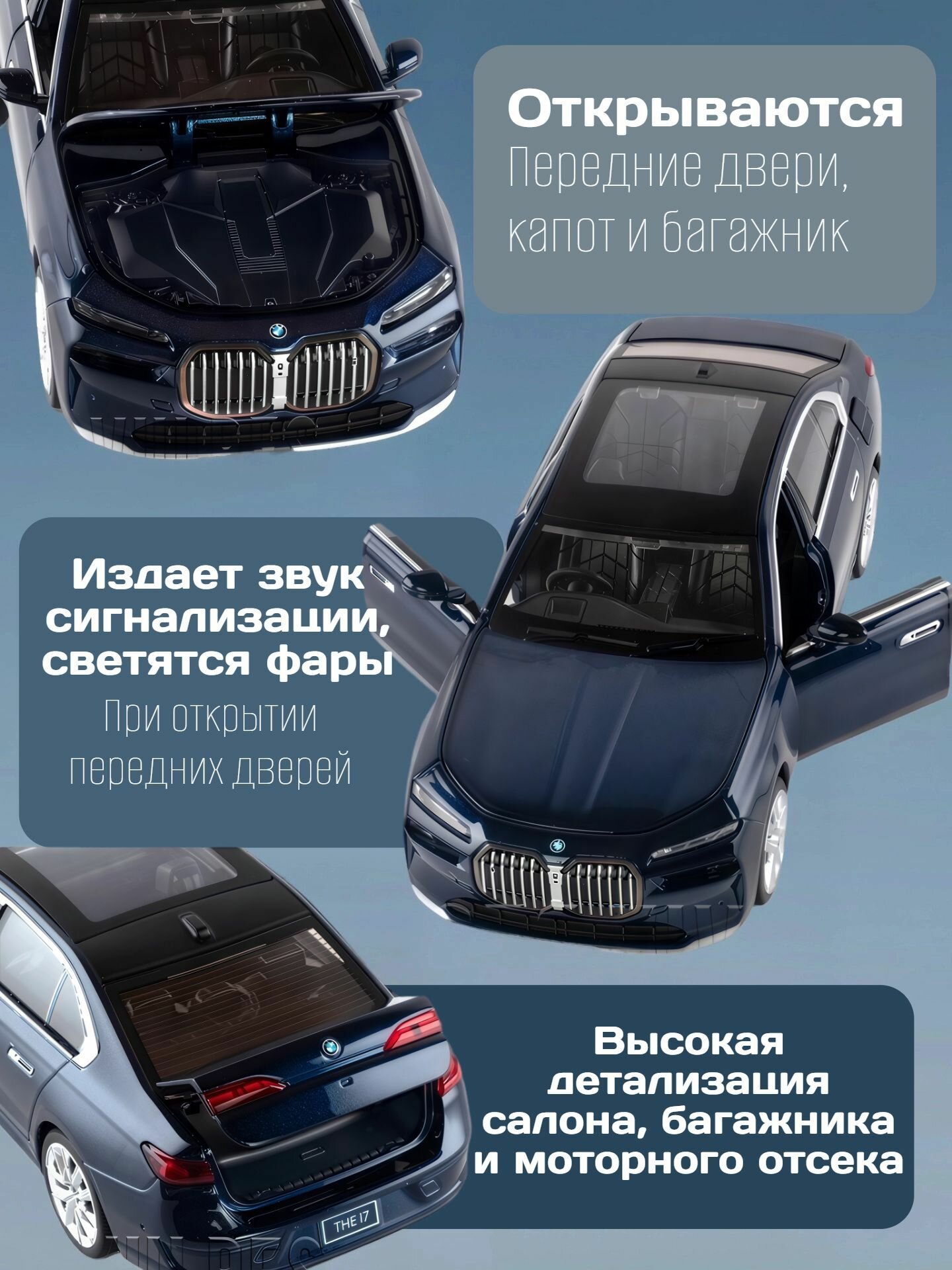 Игрушка детская машинка металлическая модель BMW i7 1:24