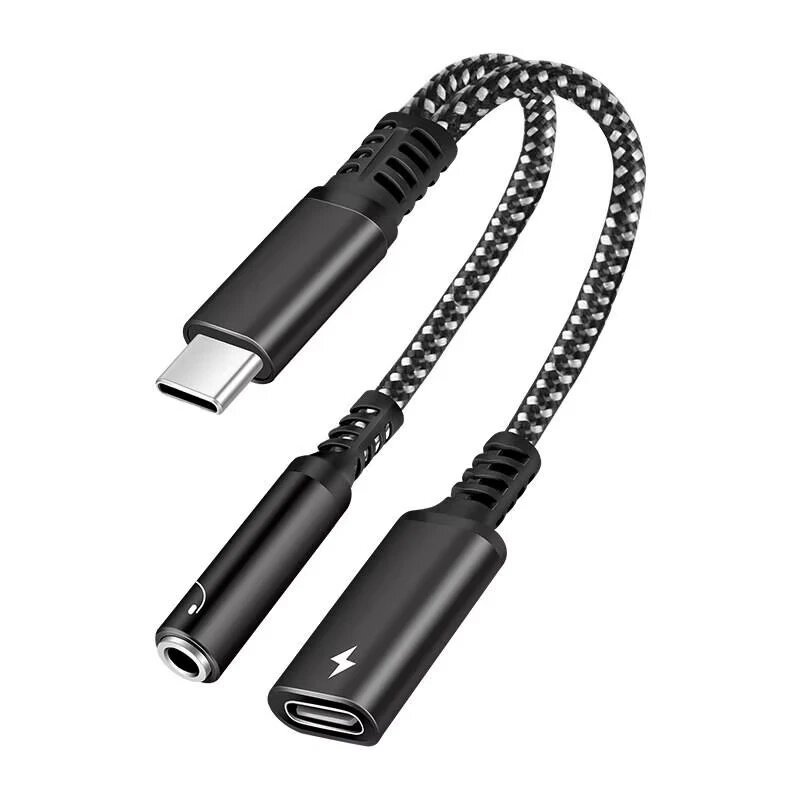 Адаптер USB-C на 3.5 мм 2 в 1 Black