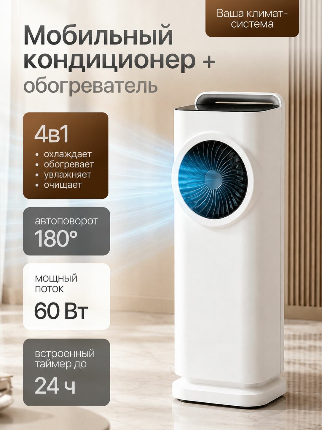 Напольный кондиционер, климатическая система, охладитель воздуха, вентилятор