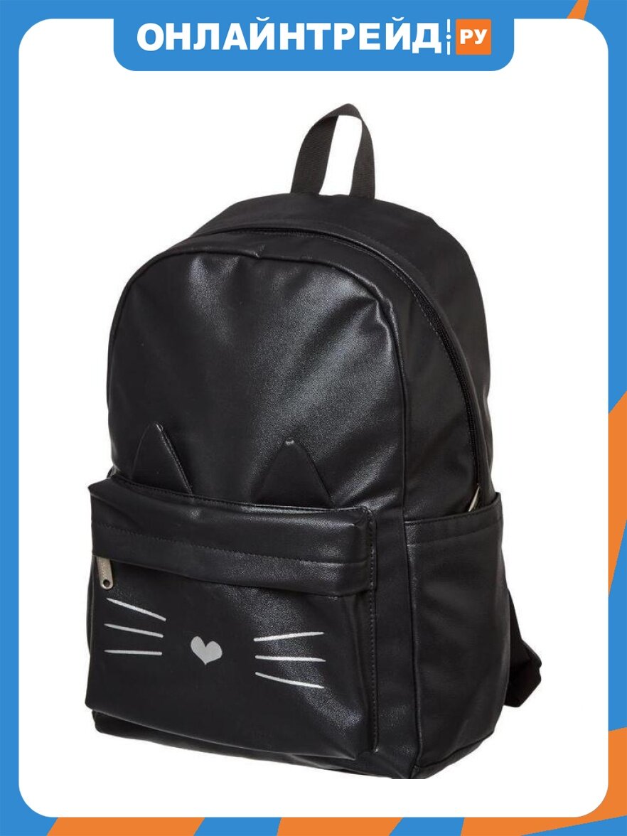 Рюкзак №1SCHOOL 1471172 Kitty black экокожа черный