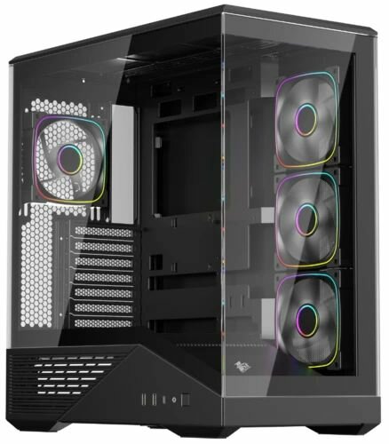 Компьютерный корпус 1STPLAYER GM7 (GM7-BK-3FN7R-1FN7) черный - Midi Tower, ATX, USB 3.2 Gen 1 Type-A, USB 3.2 Gen 2 Type-C