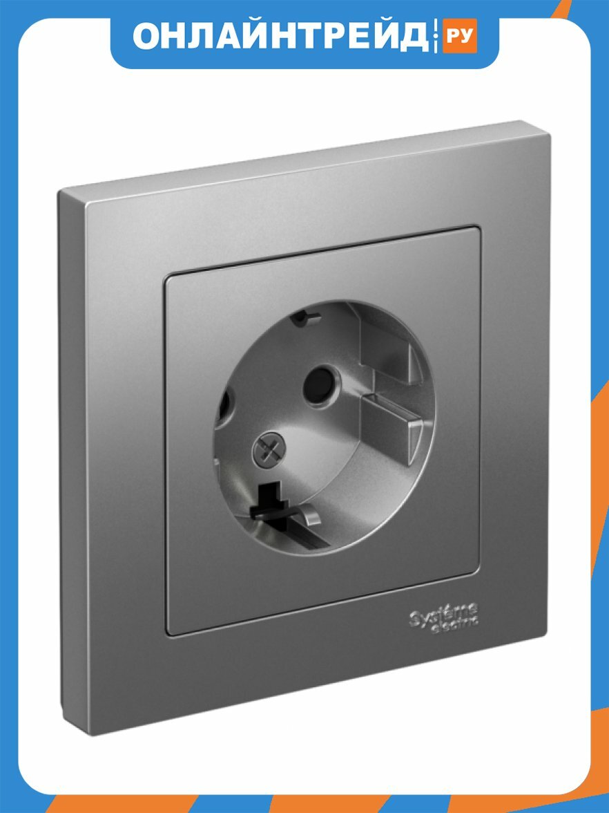 Розетка Systeme Electric (schneider Electric) SCHNEIDER ELECTRIC ATLASDESIGN 16А, в сборе, сталь ATN000944