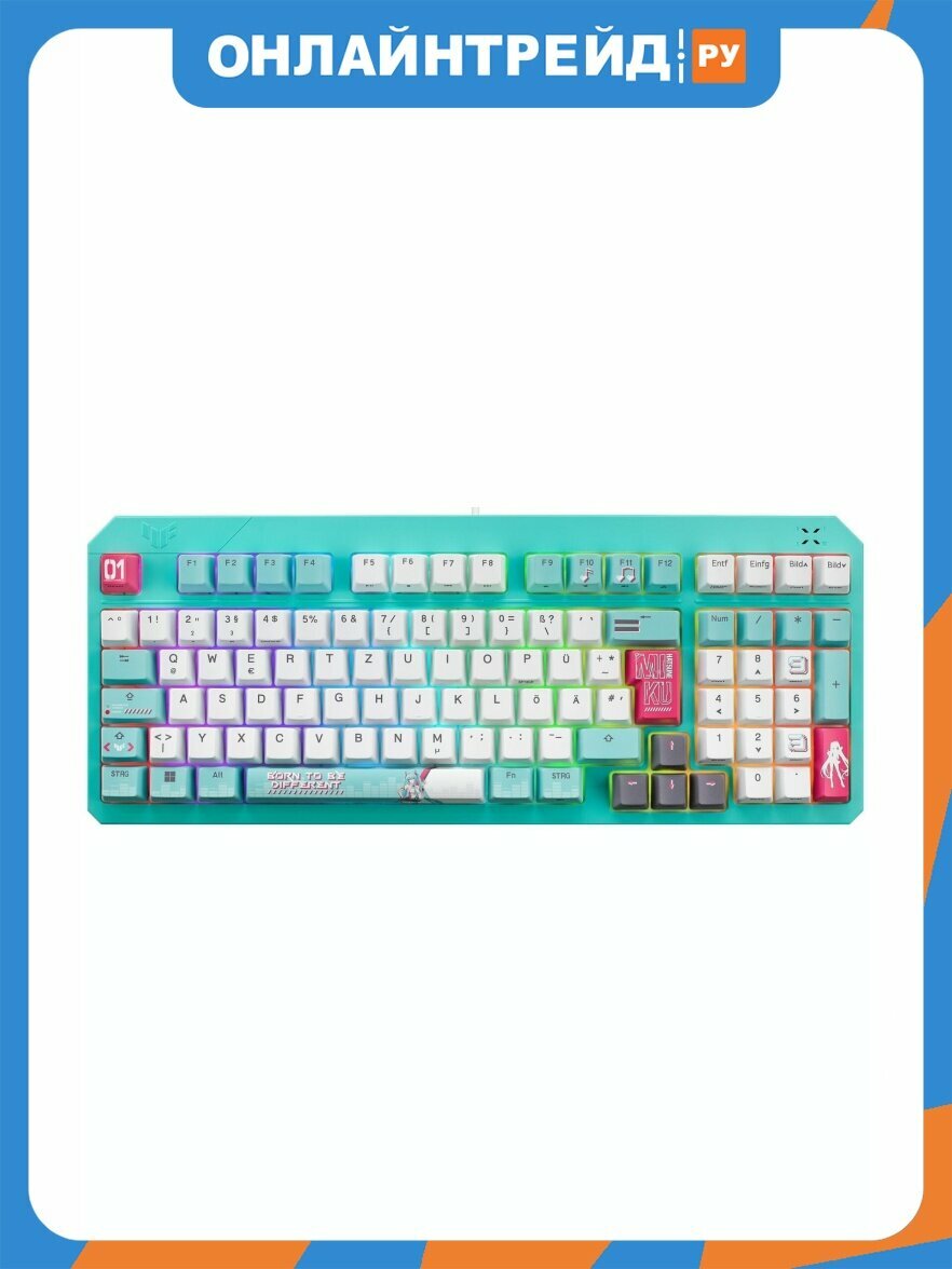 Клавиатура Asus RA09 TUF GAMING K3 GEN II MIKU белый/зеленый (90MP0460-BKRA30)