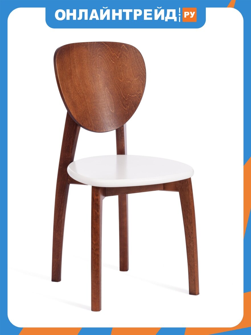 Стул Tetchair DIAMANTE жесткое сидение / 1 шт. в упаковке бук, 42 х 42 х 85 см, коричневый / белый