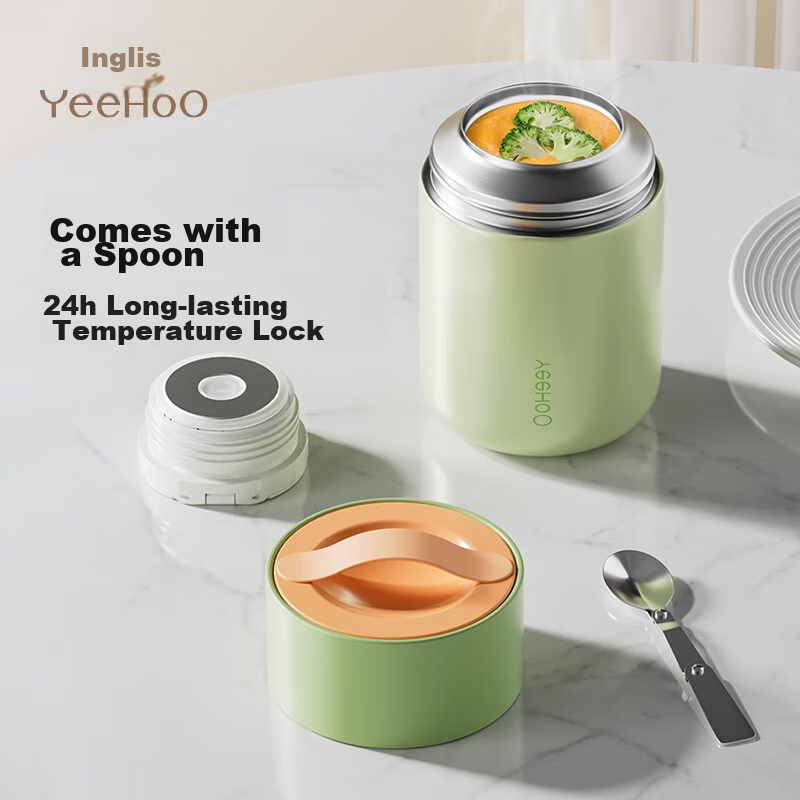 WAHAHA baby food supplement cup children's thermos cup stewing pot confinement soup cup insulation lunch box bucket stewing cup - green