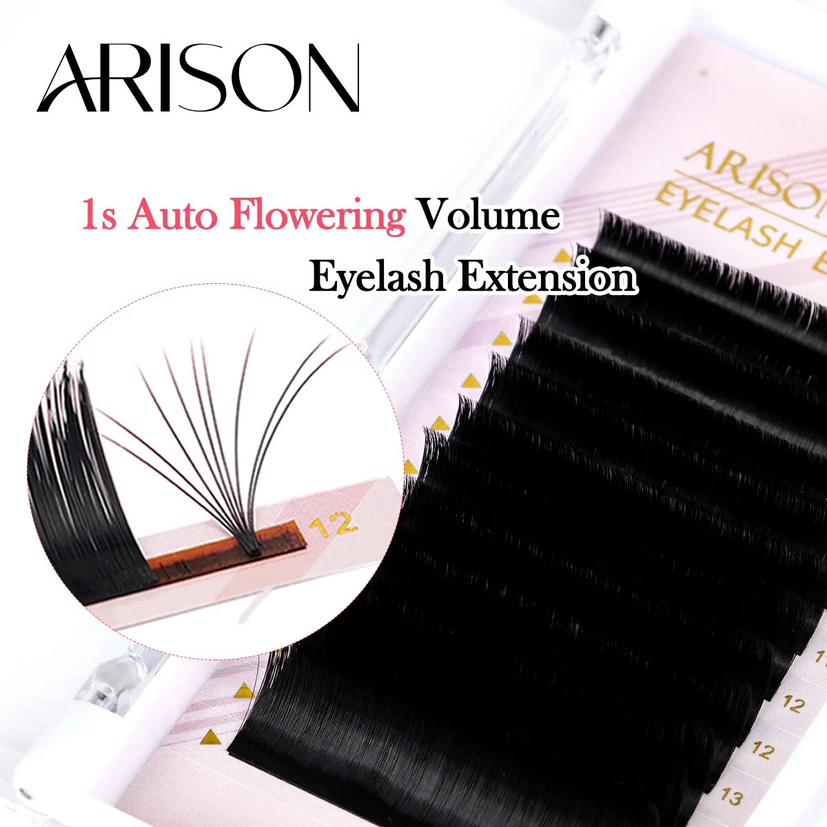 Nакладные ресницы Arison Lashes Easy Fan Volume C, 17 мм, 0.10 мм, черные