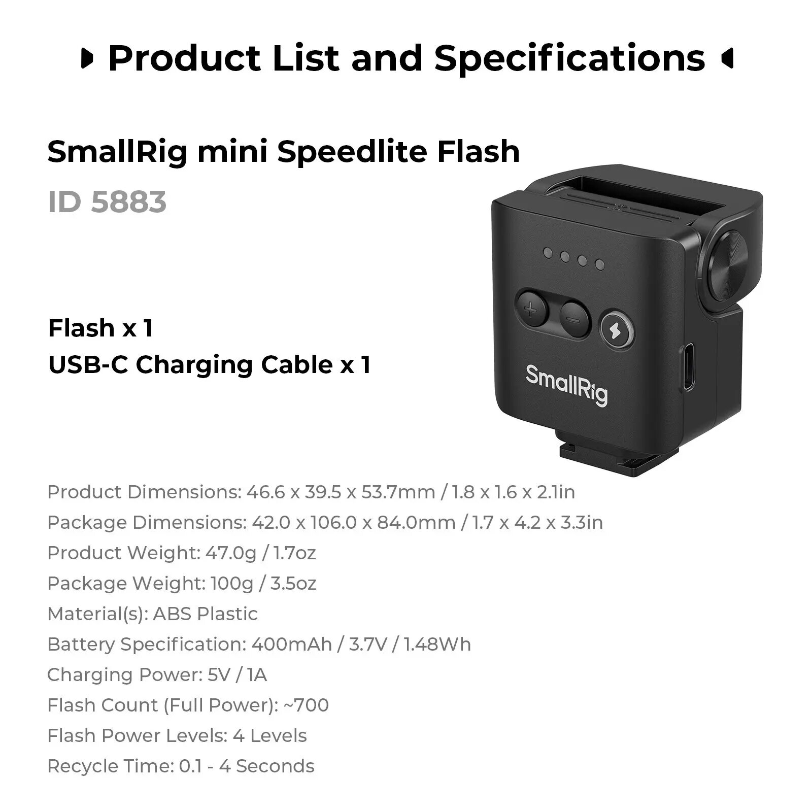SmallRig Mini Speedlite вспышка GN8