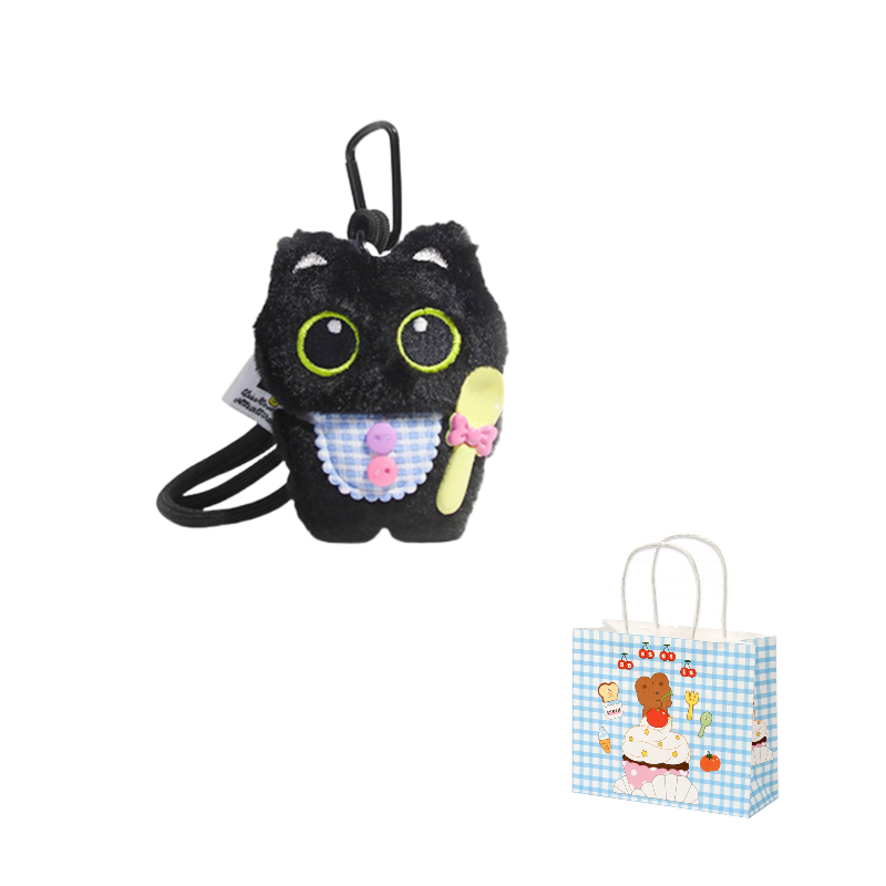 Сумка подарочная унисекс YANGWAWAHEXIAOXIONGTIAOWU Милая, 12CM EU, Blue Bib+Yellow Spoon-Big-Eyed Black Cat