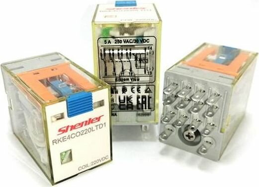 Shenler RKE4CO220LT Реле RKE4CO220LT, 4CO, 5A(250VAC/30VDC), 220VDC, LED, 1шт