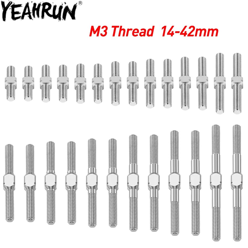 Болты-шпильки YEAHRUN M3 титан, двойная резьба 14-50 мм, 20MM