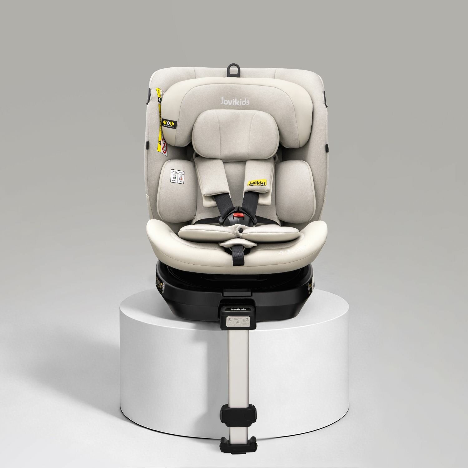 Автокресло Jovikids Ranger 2 360 поворотное, группа 0+/1/2/3, 0-36 кг, рост 40-150 см, ISOFIX + упор в пол, i-Size R129, с рождения до 12 лет, цвет светло-бежевый (Milkstone Cream)